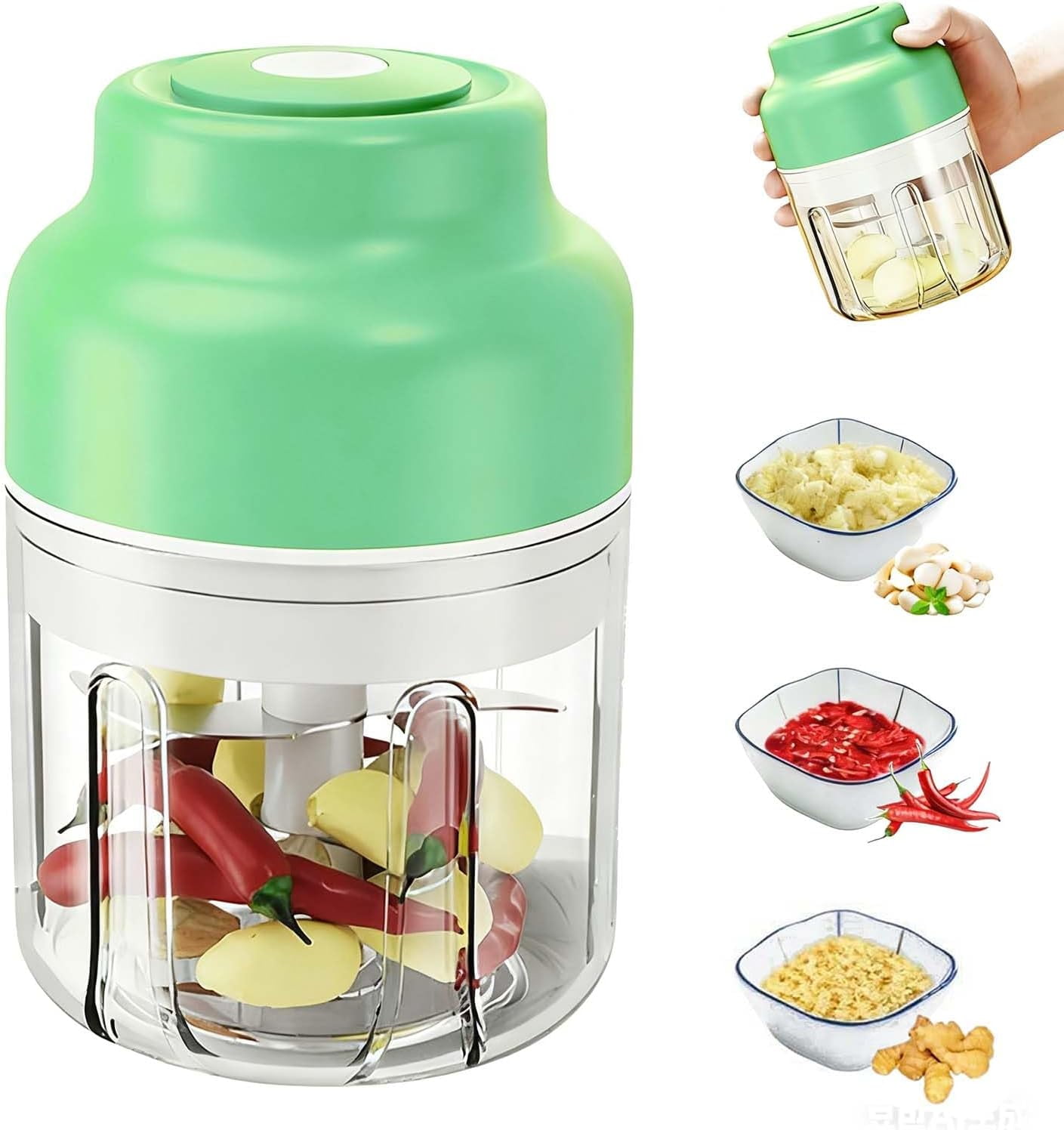 Electric Garlic Chopper with USB Rechargeable Design, Portable Mini ...