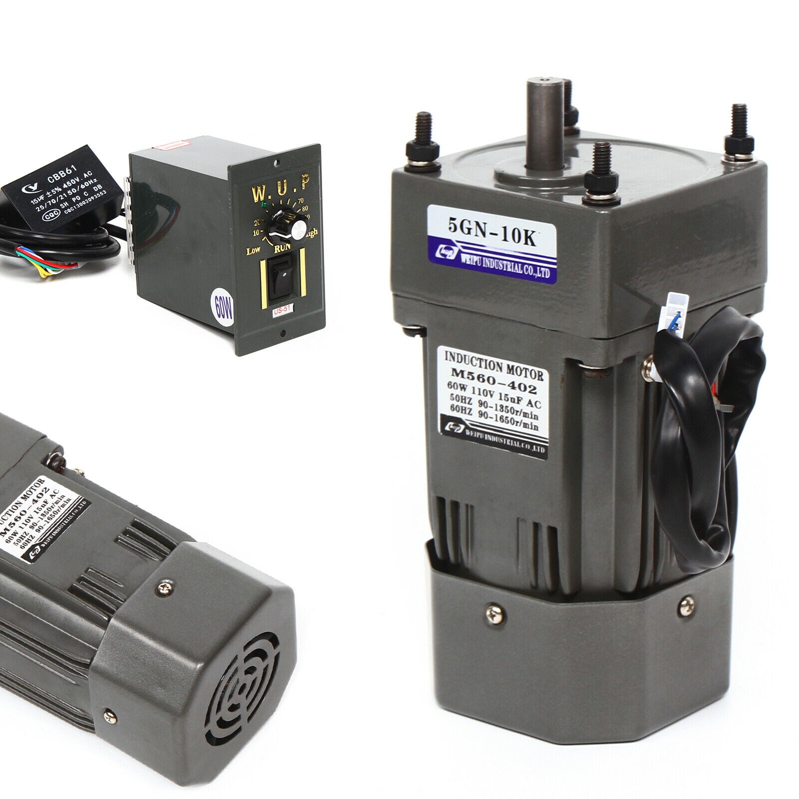 Electric Gear Motor 110V 60W 10K Electric Single-Phase High Torque AC ...