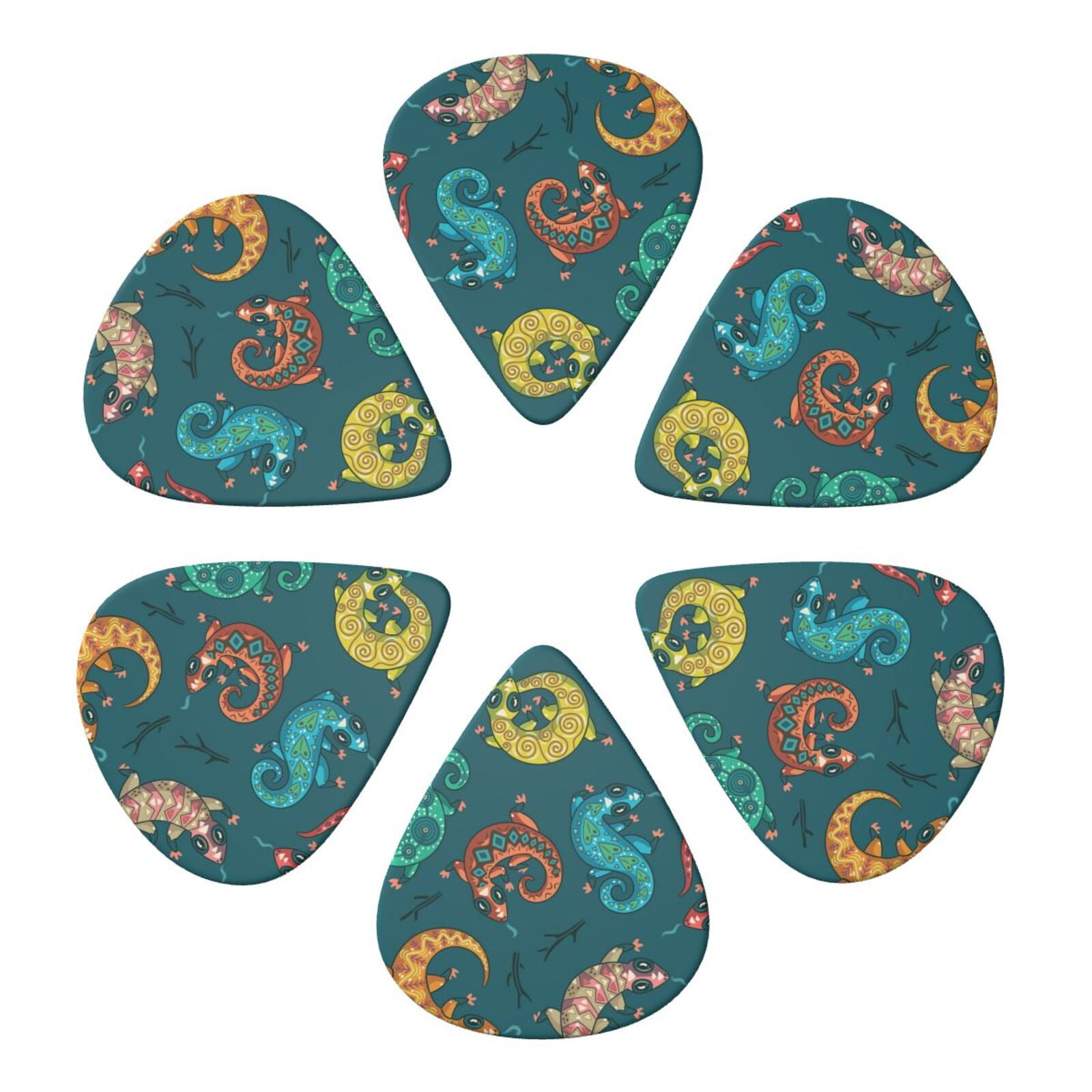 Electric Gecko Lizards Psychedelic Guitar Pick 6 Pack for Bass Acoustic ...