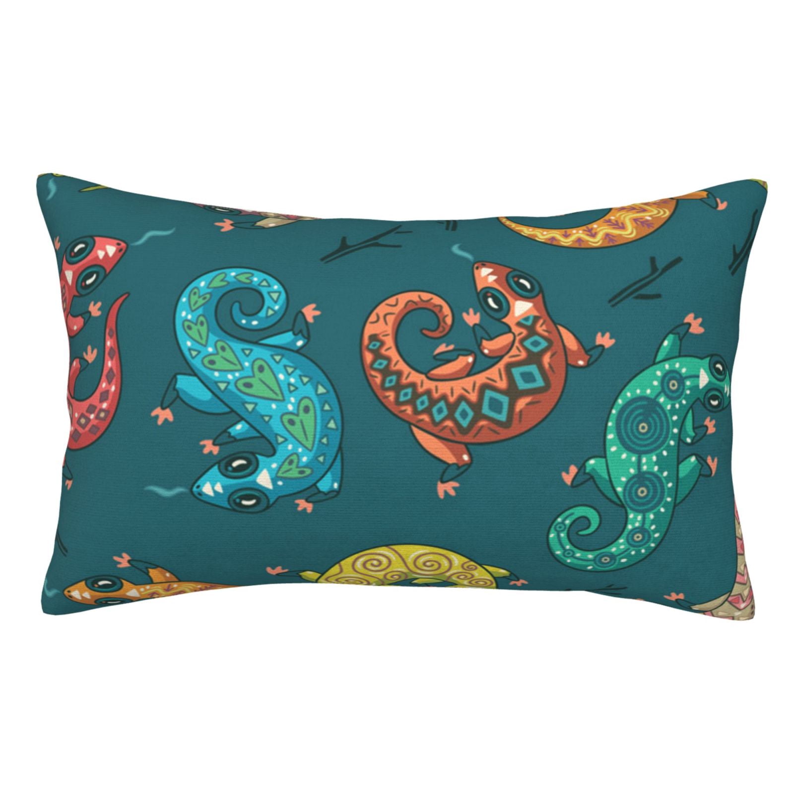 Electric Gecko Lizards Psychedelic Pillowcase 14x20 Rectangle Throw ...