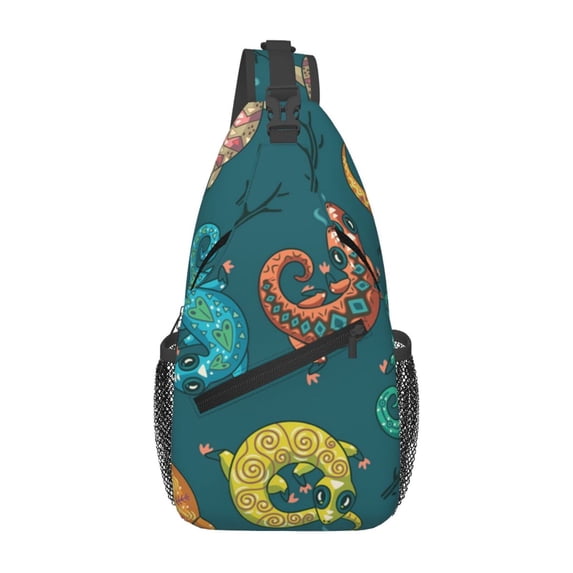 Electric Gecko Lizards Psychedelic Sling Backpack Shoulder Chest ...