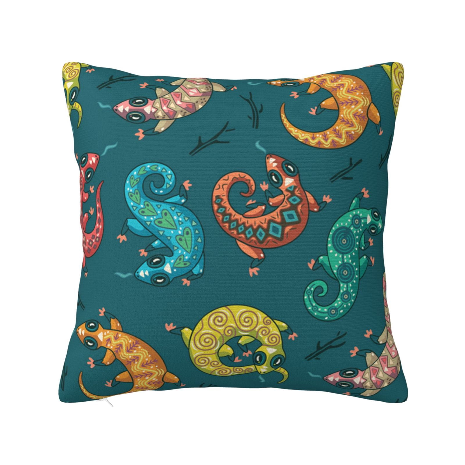 Electric Gecko Lizards Psychedelic Throw Pillow Cases Decorative ...