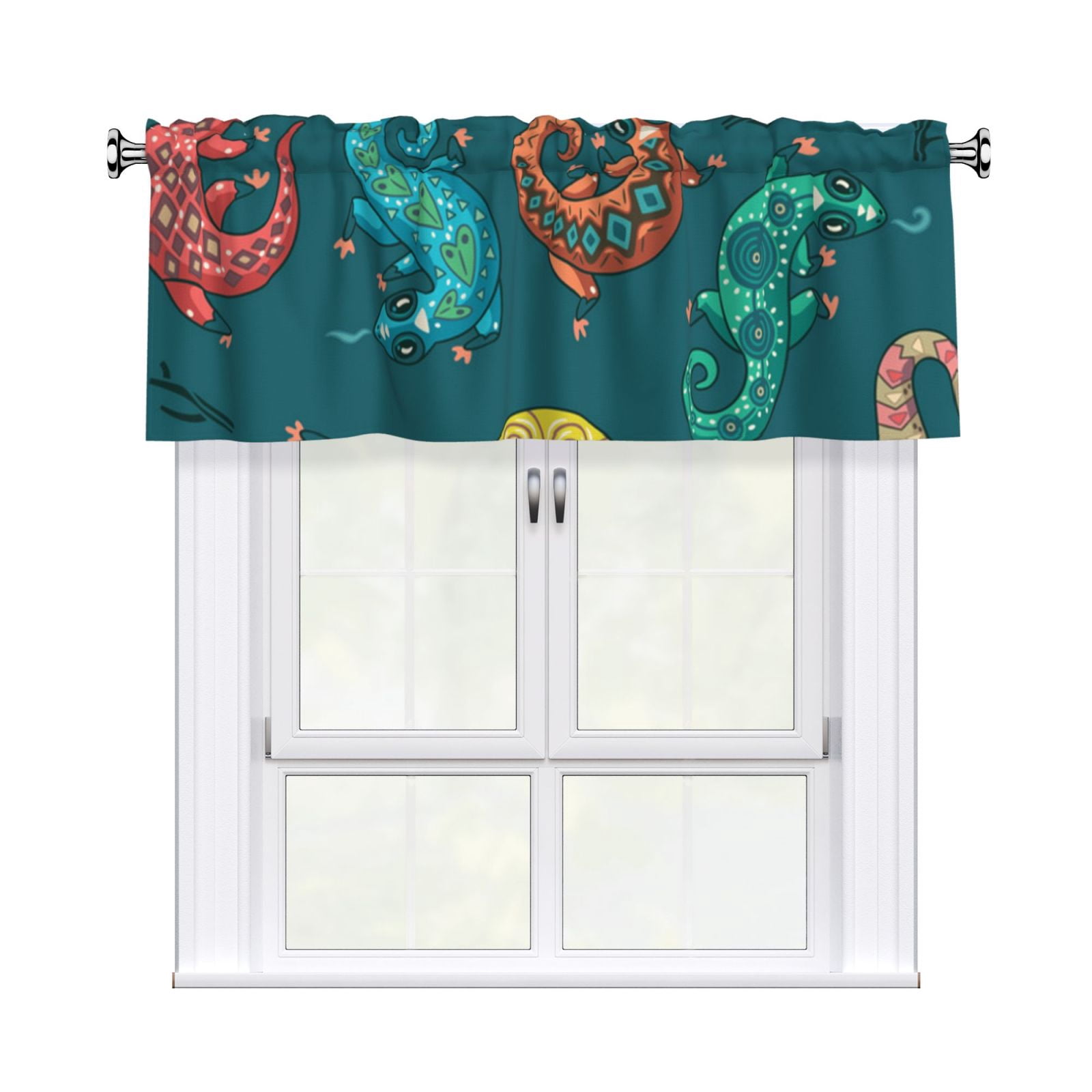 Electric Gecko Lizards Psychedelic Window Valances Rod Pocket ...