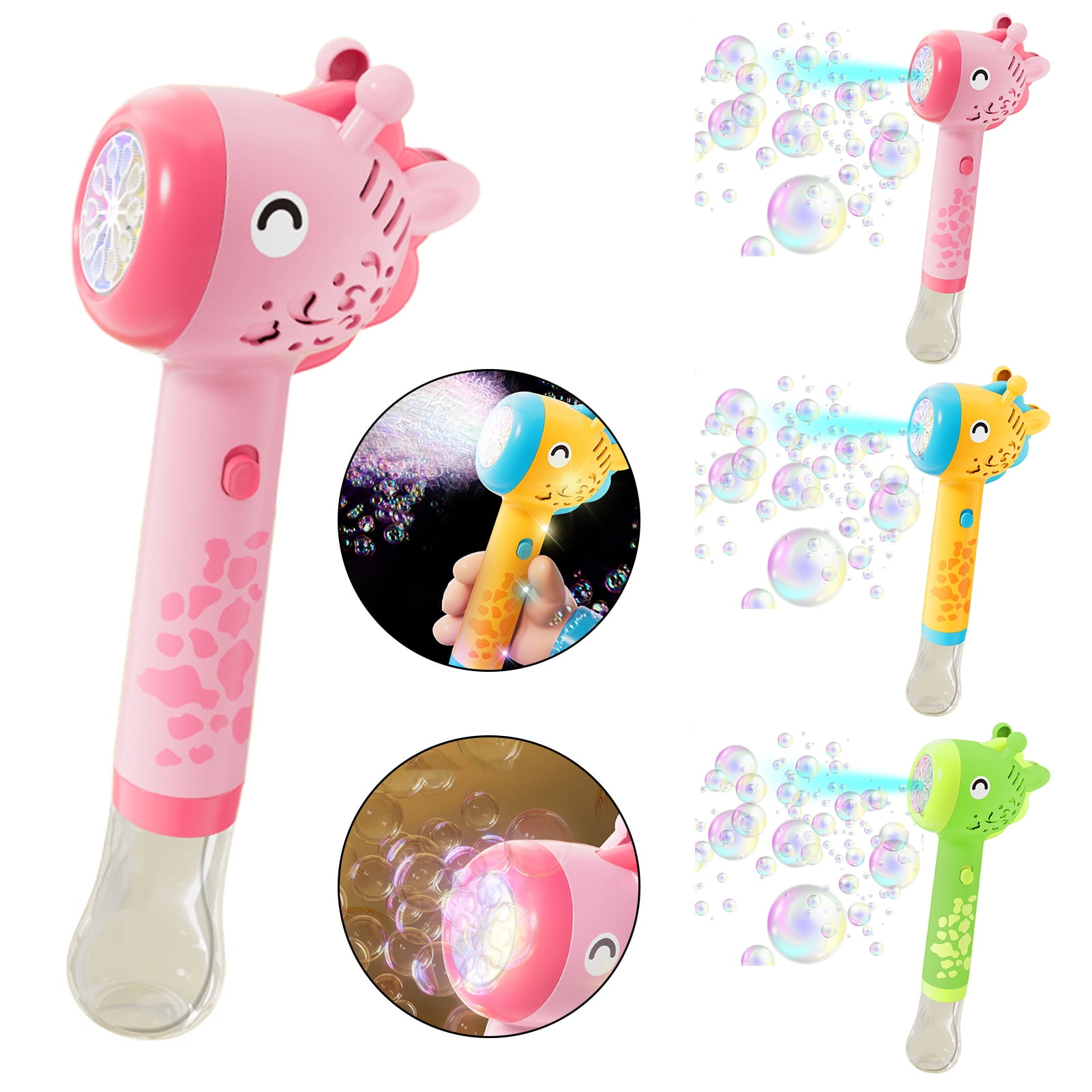 Electric Giraffe Bubble Maker Wand with Light 10 Holes Cartoon Animal ...