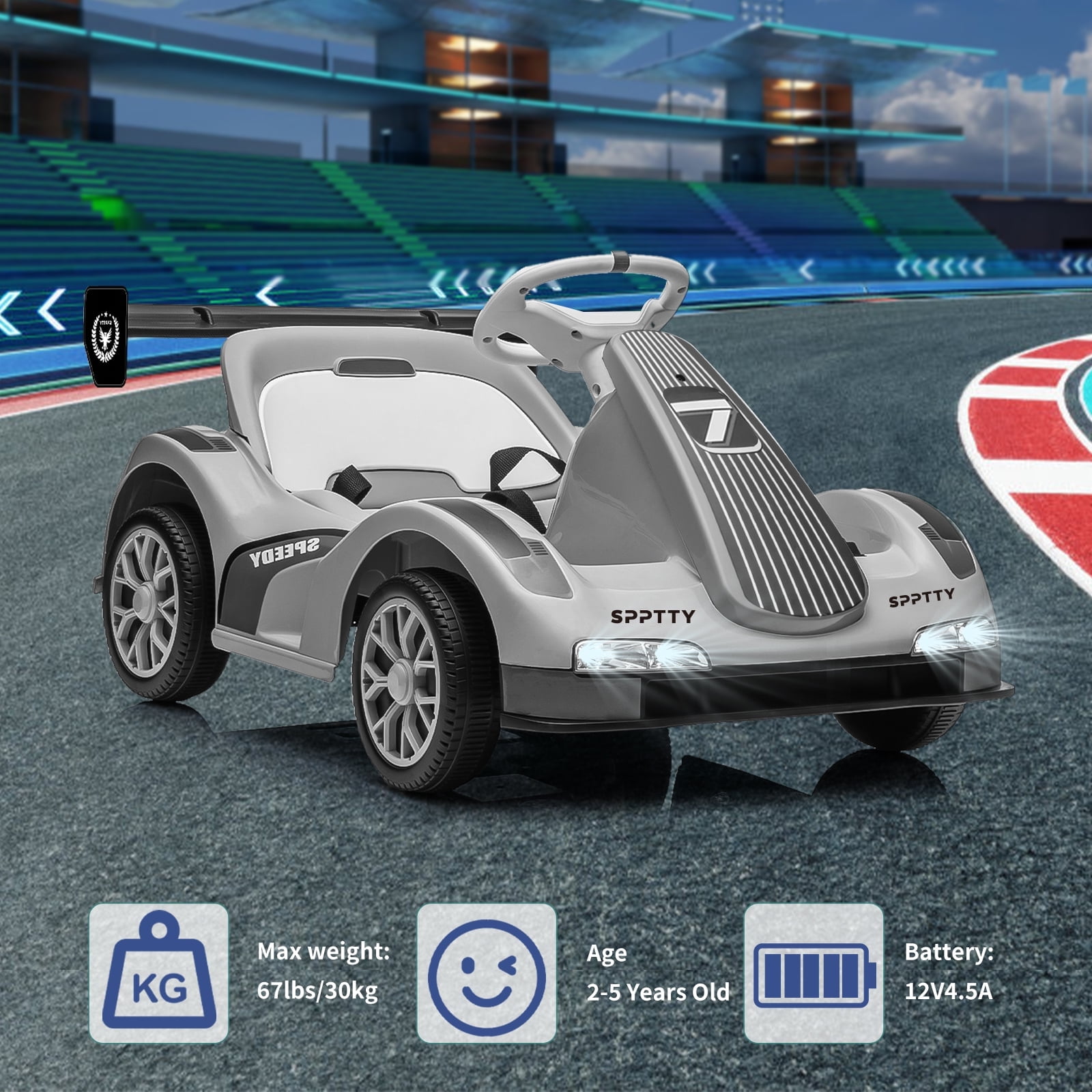 Electric Go Kart 12V Battery Powered Pedal Go Karts for 3+ Kids ...