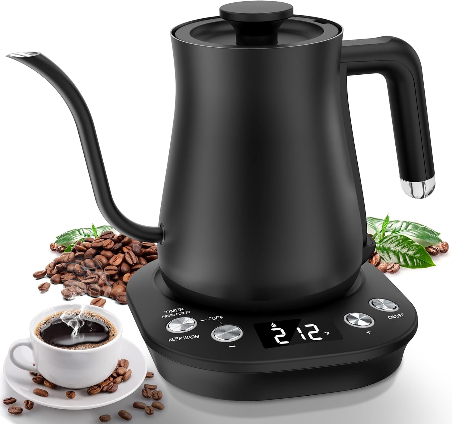 Electric Gooseneck Kettle, ±1°F Temperature Control, 304 Stainless ...