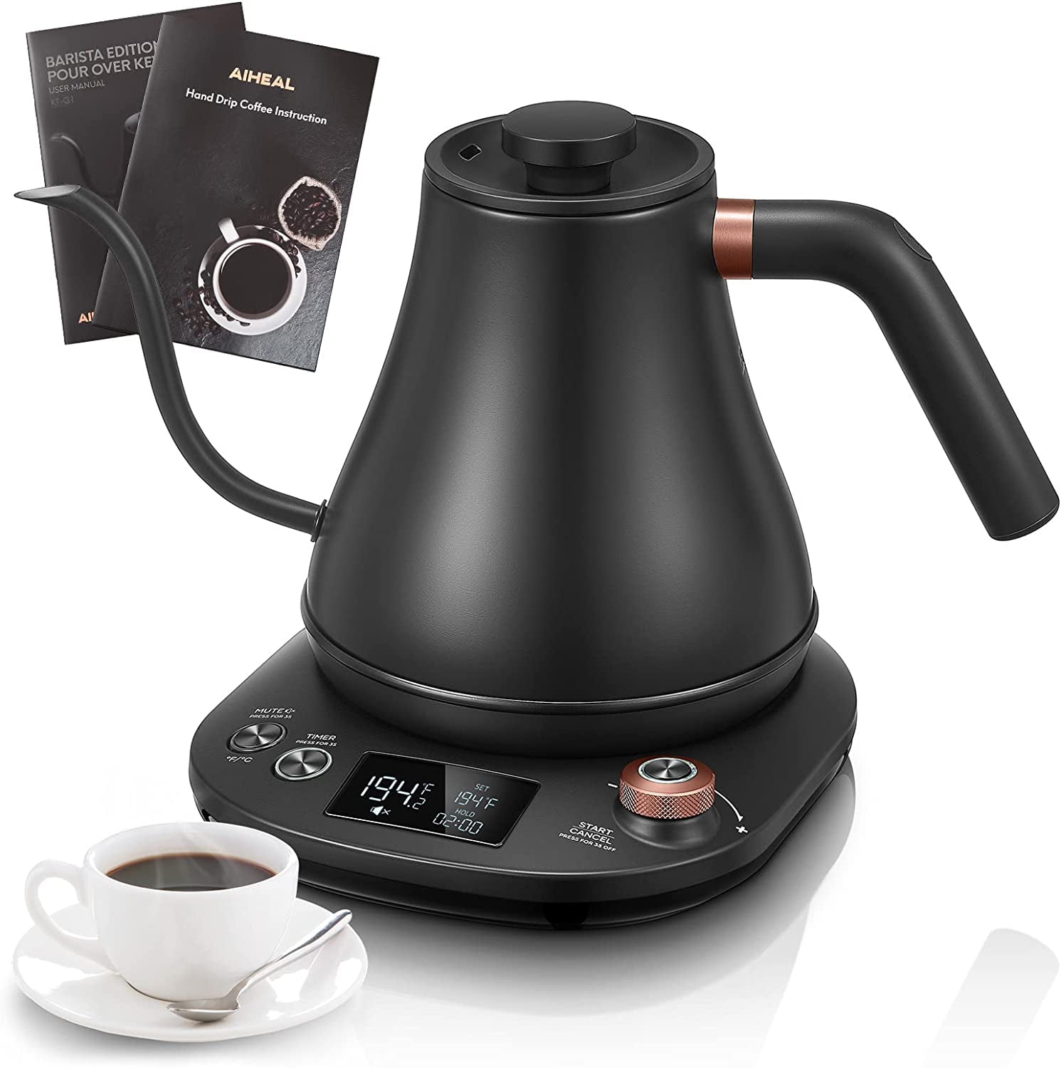 Electric Gooseneck Kettle Temperature Control, Pour Over Electric ...