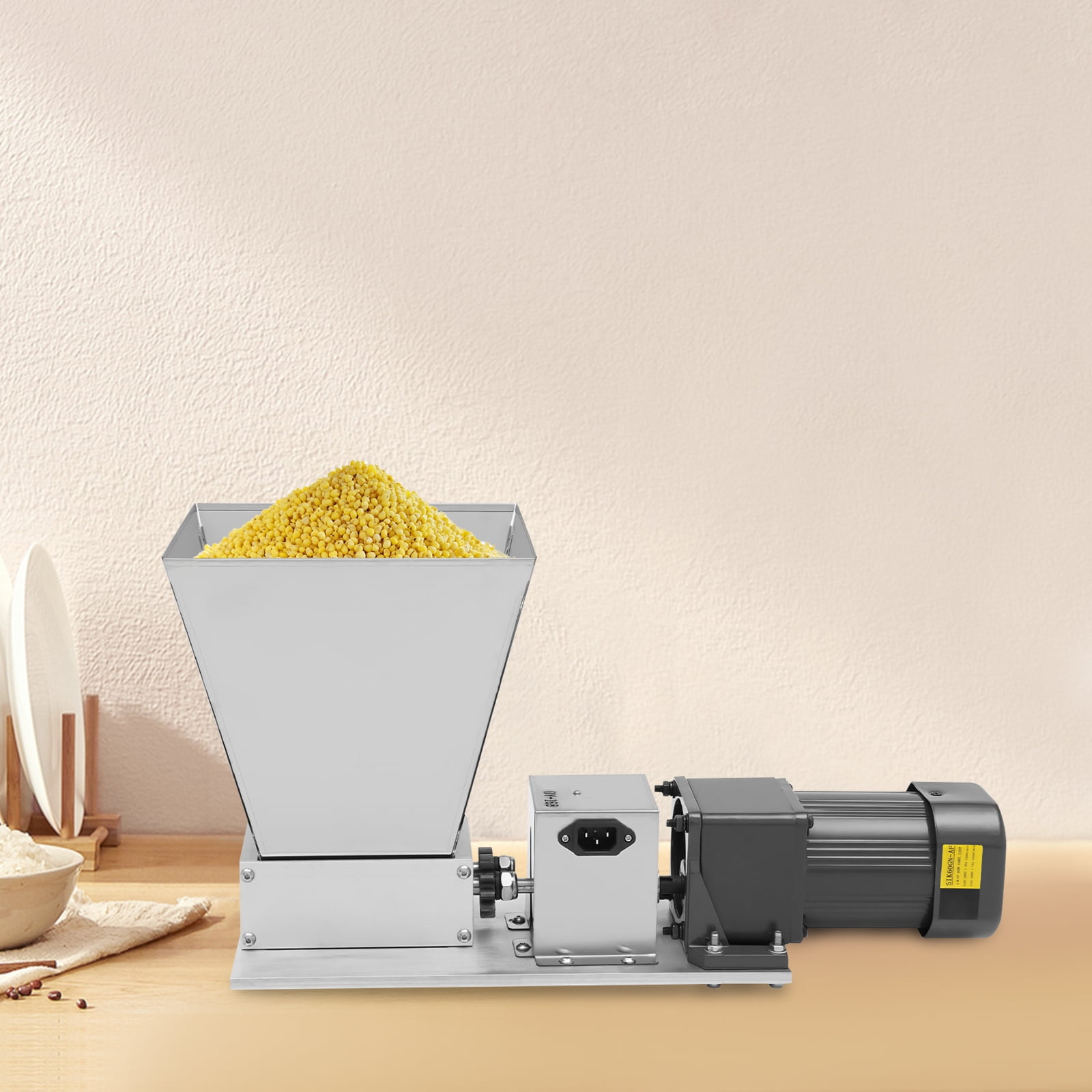 Electric Grain Grinder with Stainless Steel Rollers – 60W Motor, 4.23QT ...