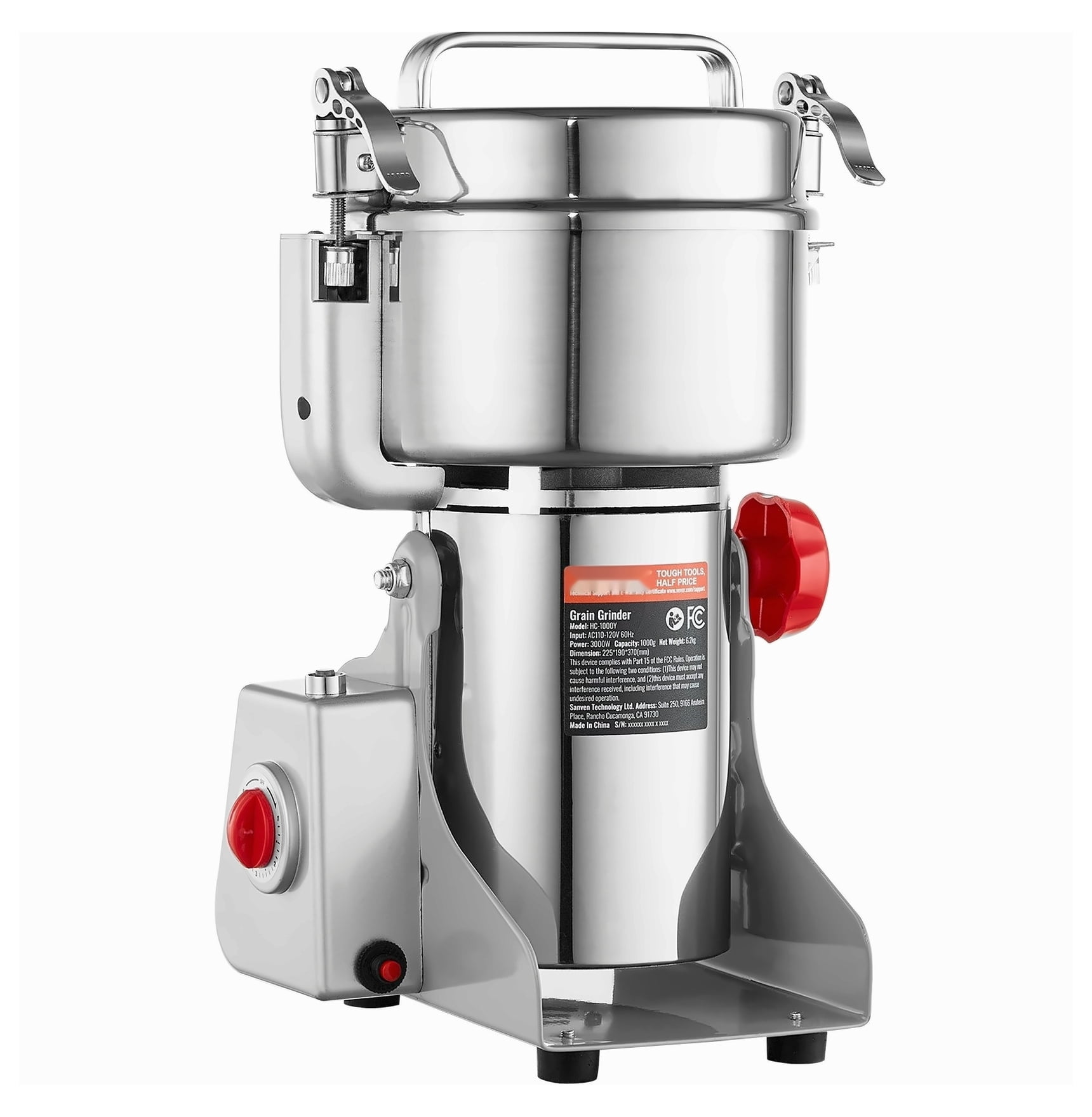 Electric Grain Mill 1000g, 3000W Spice Grinder, Stainless Steel ...