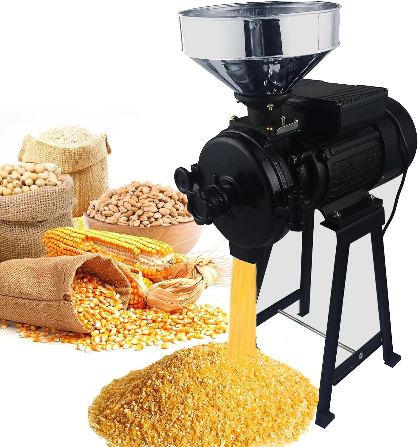 Electric Grain Mill Grinder, 110V 3000W Commercial Feed Dry Pulverizer ...