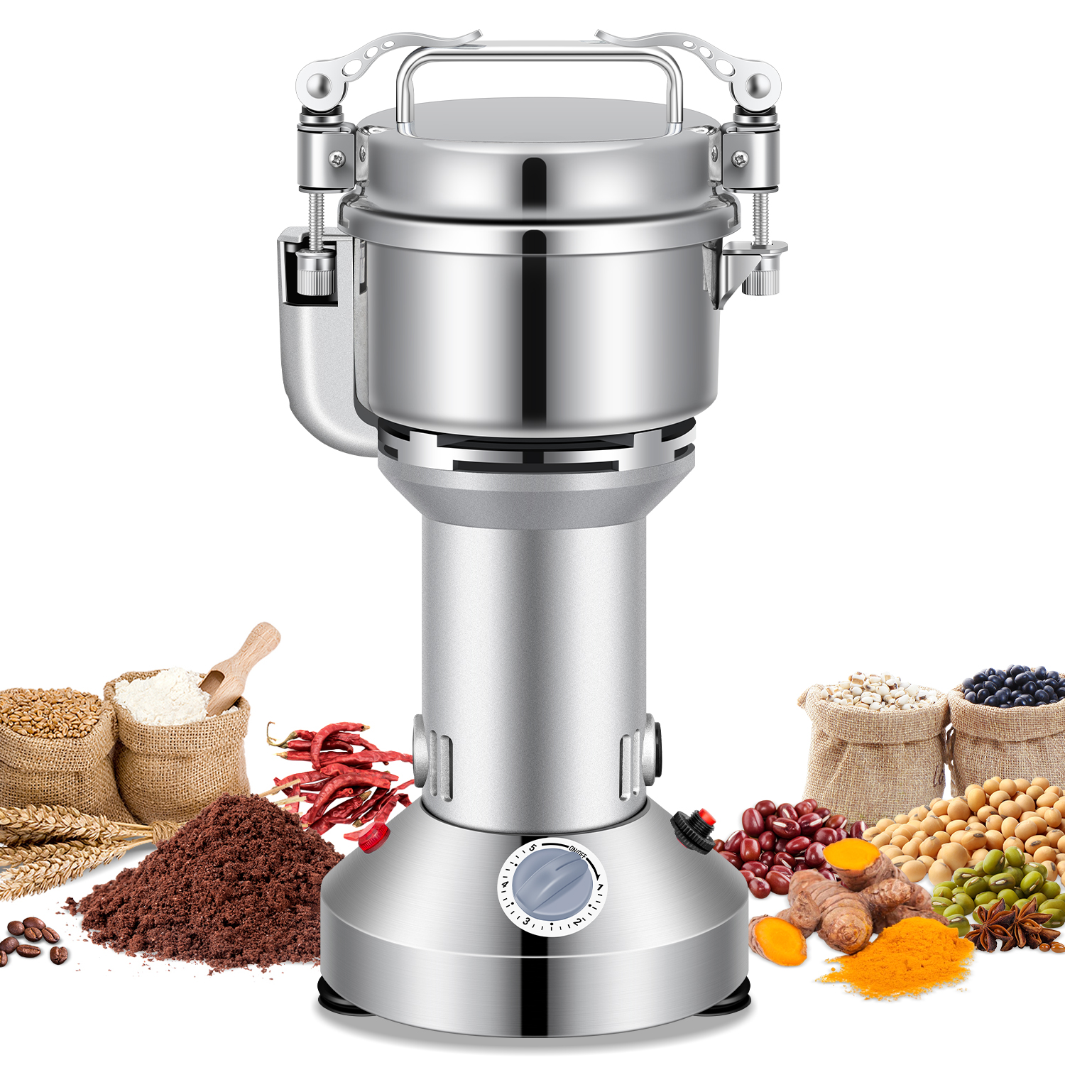 Electric Grain Mill Grinder, 200g Commercial Spice Grinder 1200W ...
