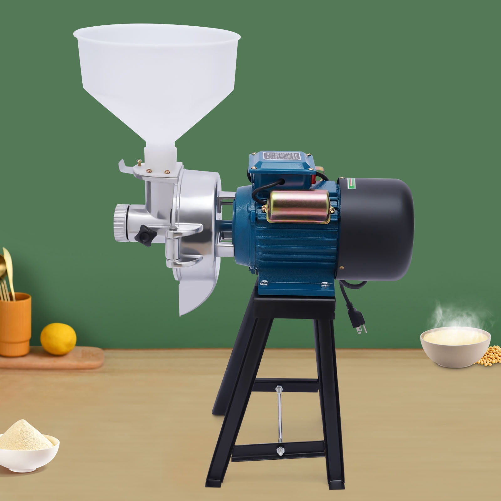 Electric Grain Mill Grinder Corn Grinder, 110V 2200W Commercial Corn ...