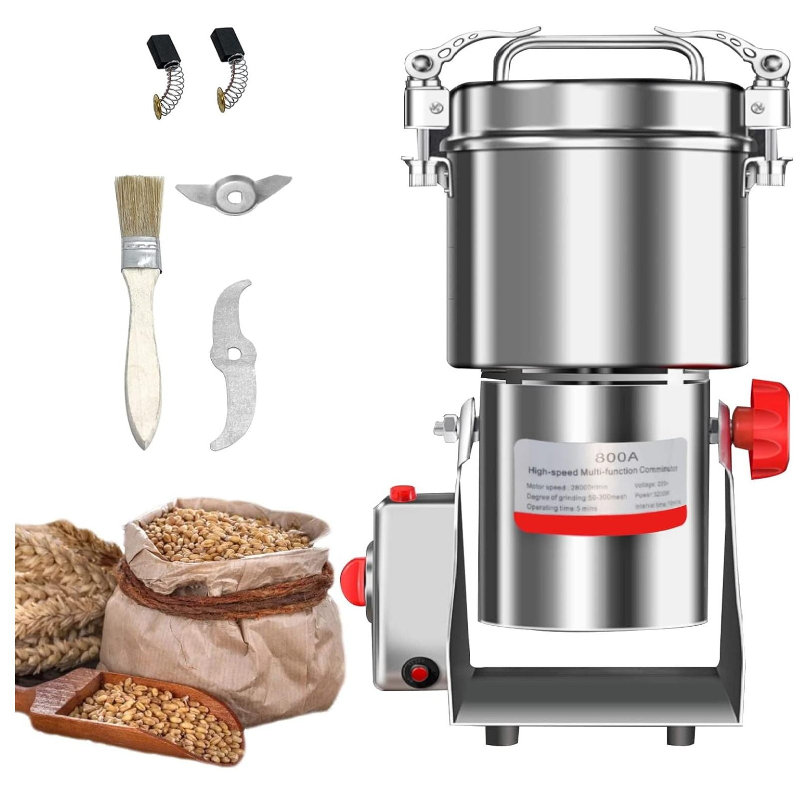 Electric Grain Mill Grinder, High Speed 3200W Grain Grinder, 800g /28 ...