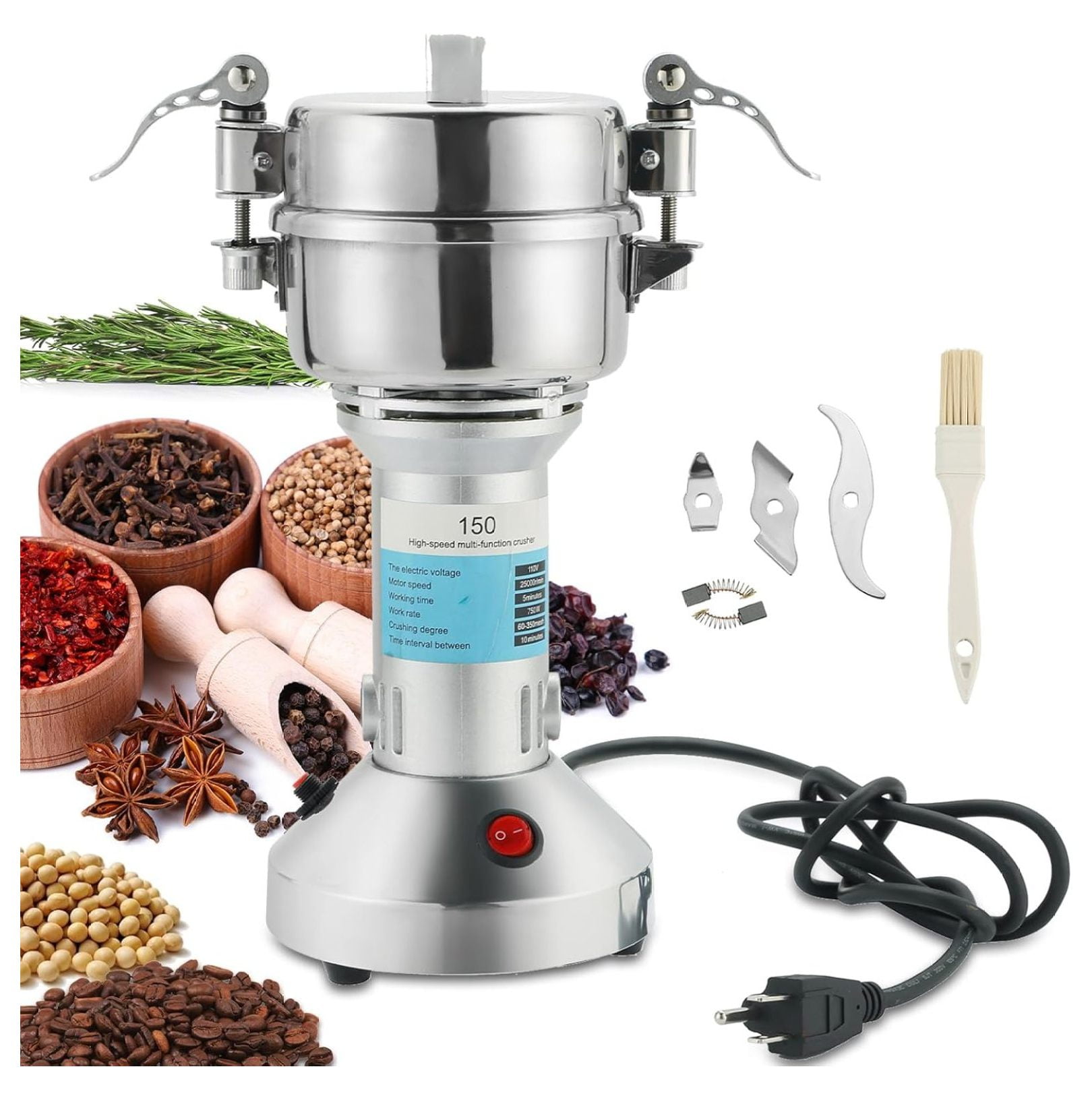 Electric Grain Mill Grinder High Speed Stainless Steel Pulverizer Mill ...