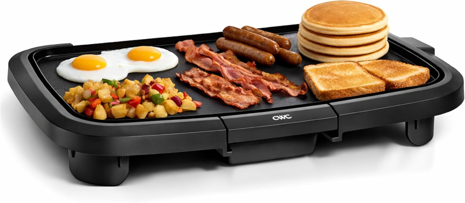 Electric Griddle 1200W, Nonstick Surface for Pancakes, Burgers, Eggs ...