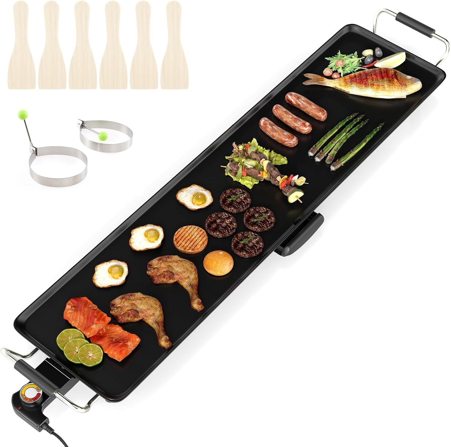 Electric Griddle, Nonstick Countertop BBQ Grill with Adjustable ...