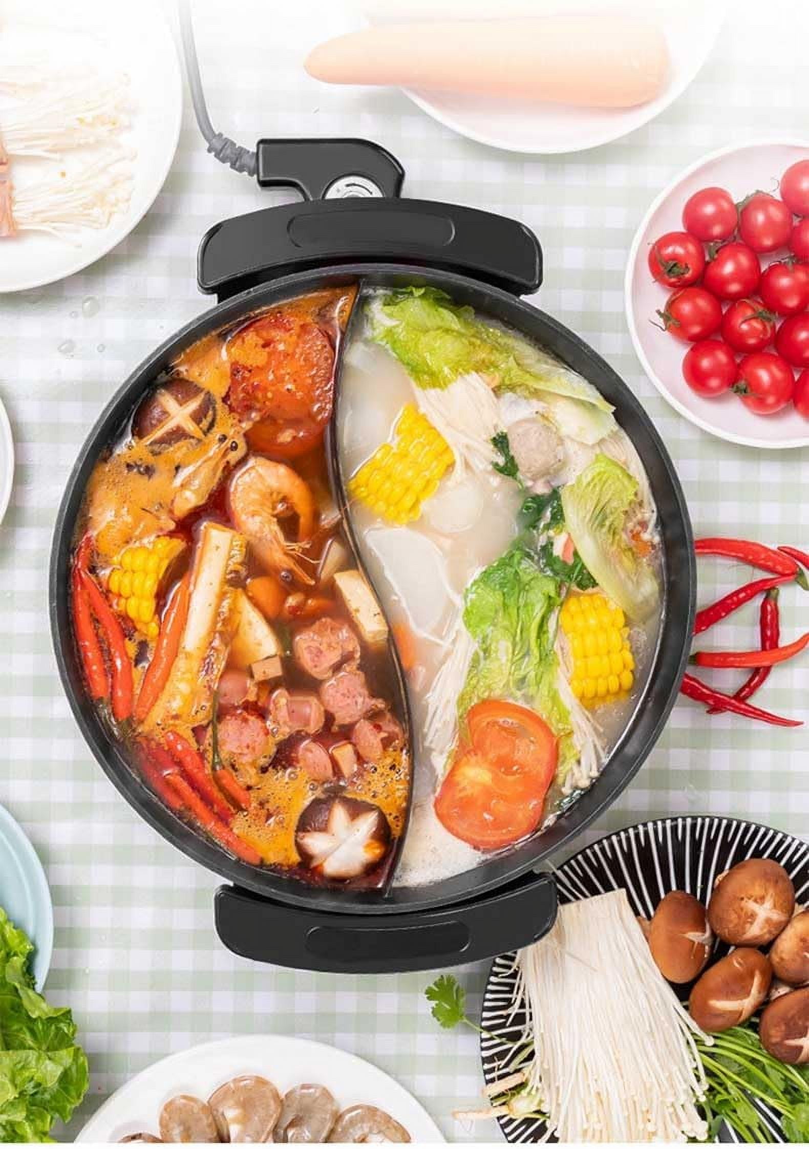 Electric Griddle Skillet Shabu Shabu Hot Pot Nonstick Cooking Frying ...