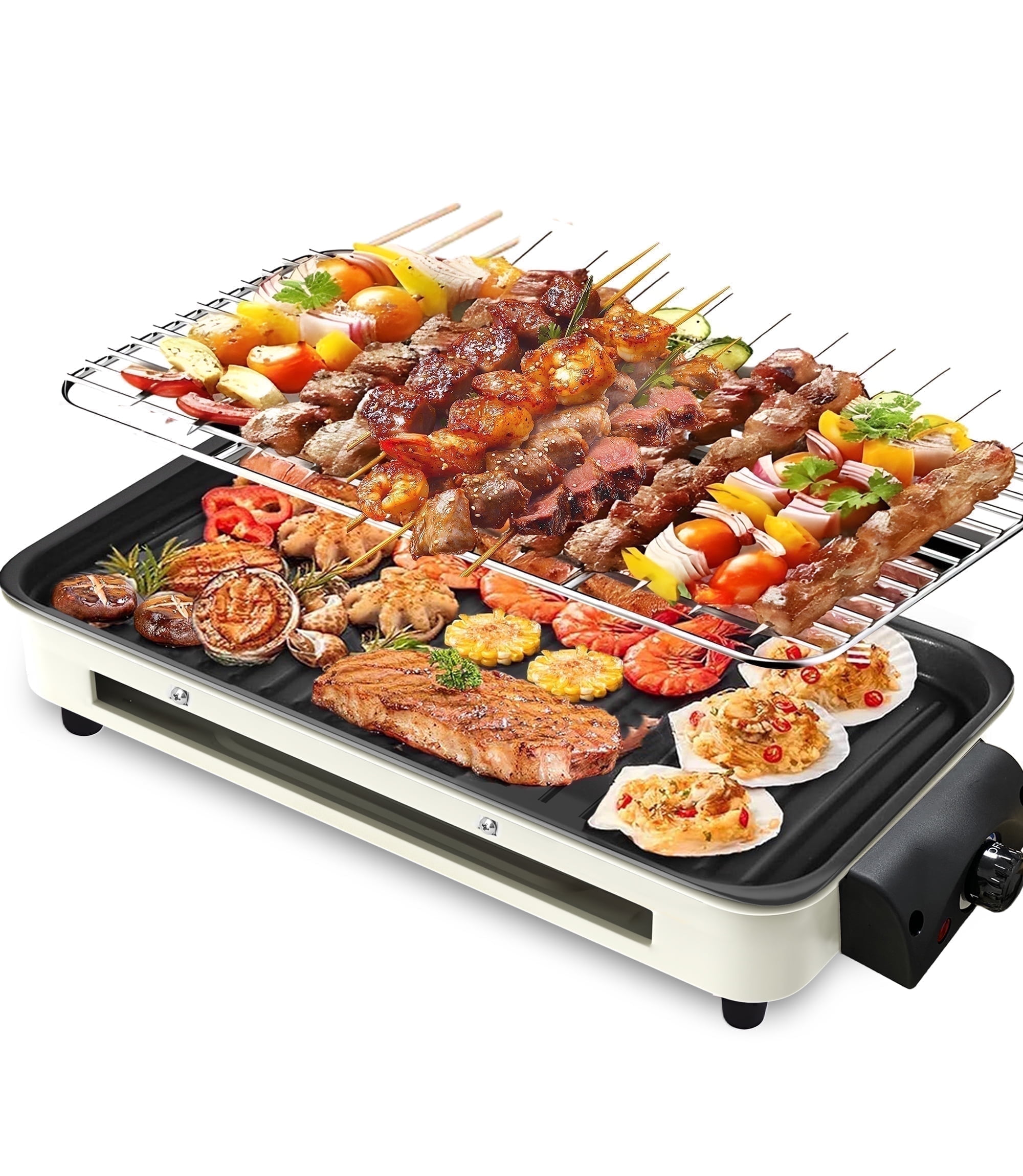 Casualife Electric Grill, 2 in 1 Indoor Smokeless Grill with Removable ...