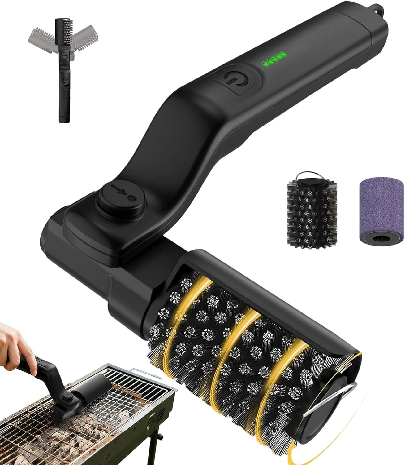 Electric Grill Brush, Cordless Electric BBQ Grill Cleaner with Powerful ...