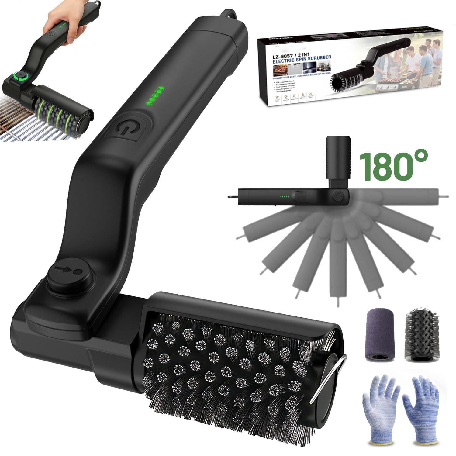 Electric Grill Brush, with 3-Speed Power Rotary Grill Cleaner ...