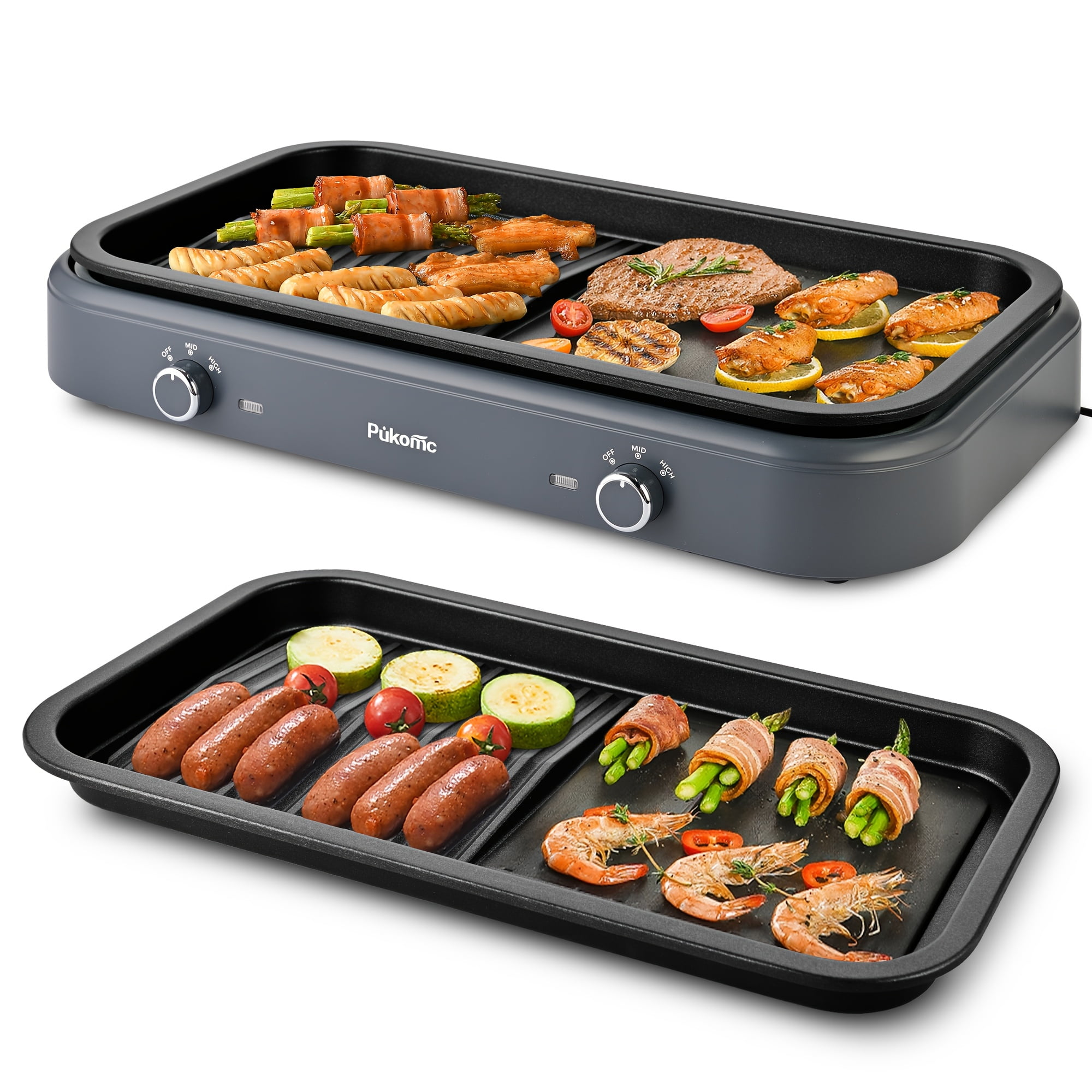 Electric Grill and Hot Pot Combo with Removable Non-Stick Grill Plate ...