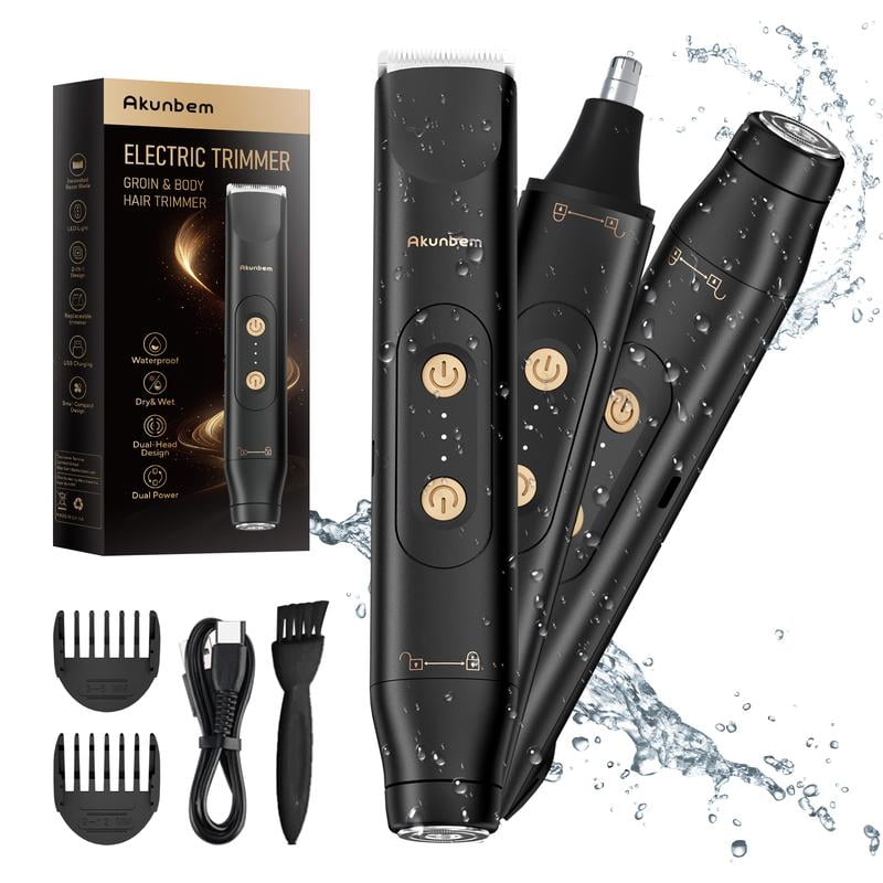 Electric Groin Hair Trimmer for Men,Nose Hair Trimmer, Dual Heads ...