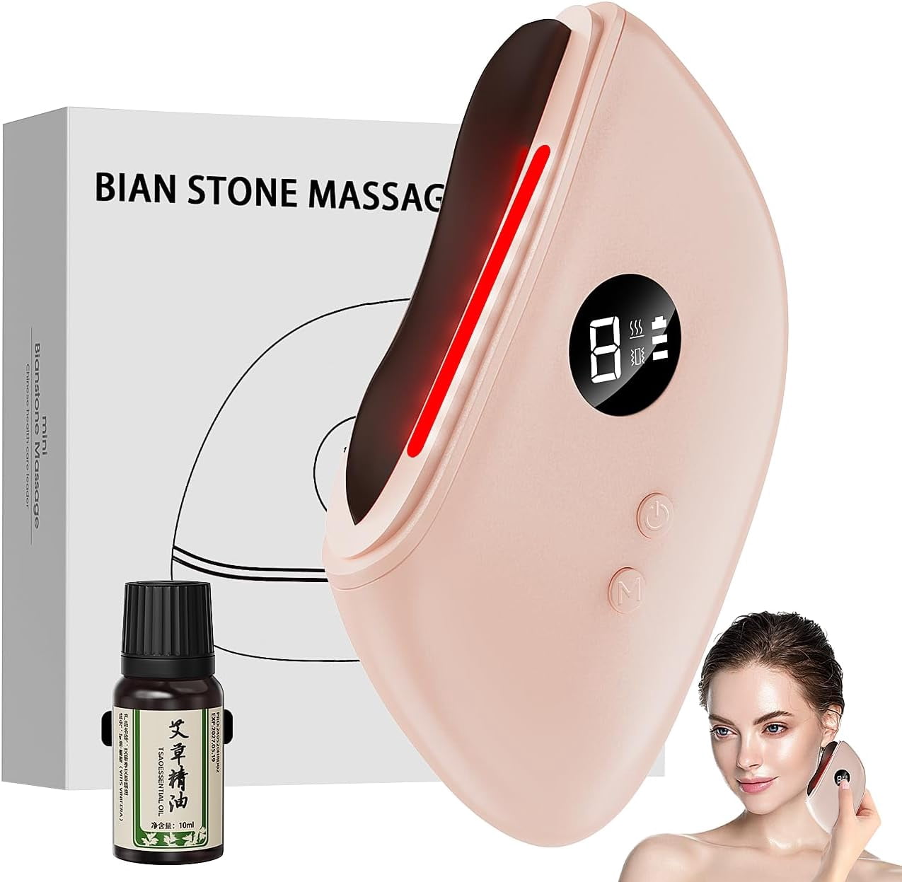 Electric Gua Sha Facial Tools, Jade Stone Gua Sha Facial Tool with Heat ...