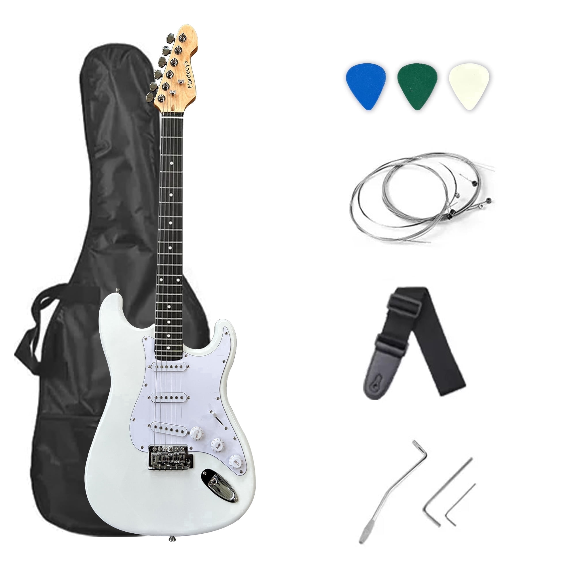 Flordecy's 39 inch Electric Guitar Beginner Kit for Adults, Solid Wood ...
