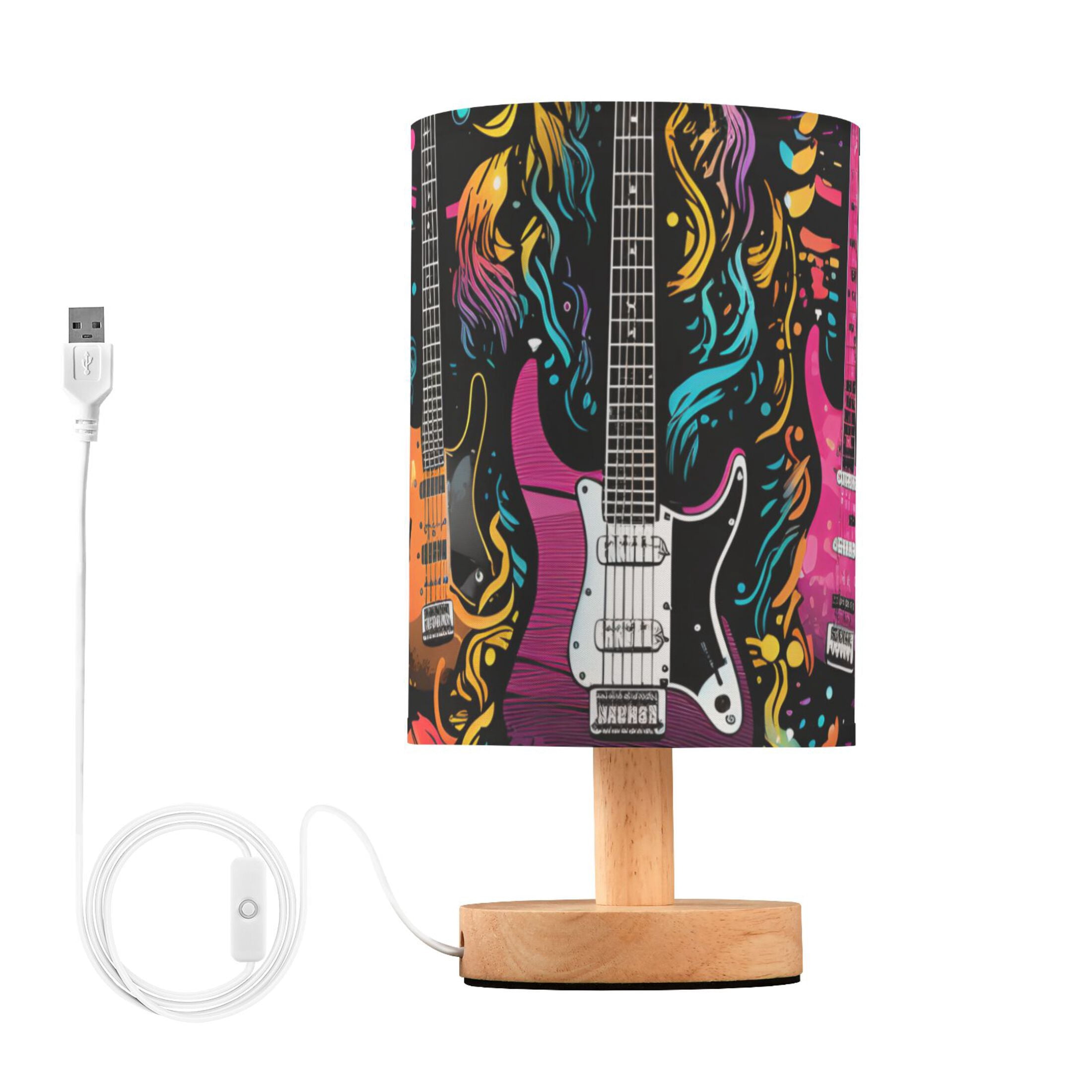 Electric Guitar Bedside Desk Lamp LED Table Nightstand Lamps Warm Light ...