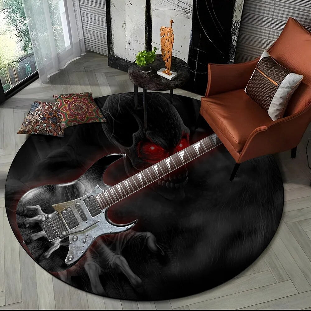 Electric Guitar Classical Guitar Round Carpet Rug for Living Room ...