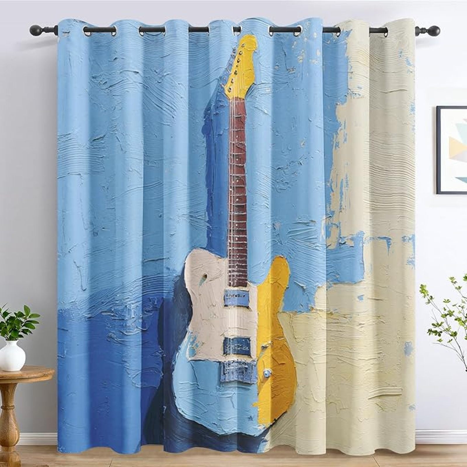 Electric Guitar Curtains for Living Room, Thermal Insulated Musical ...