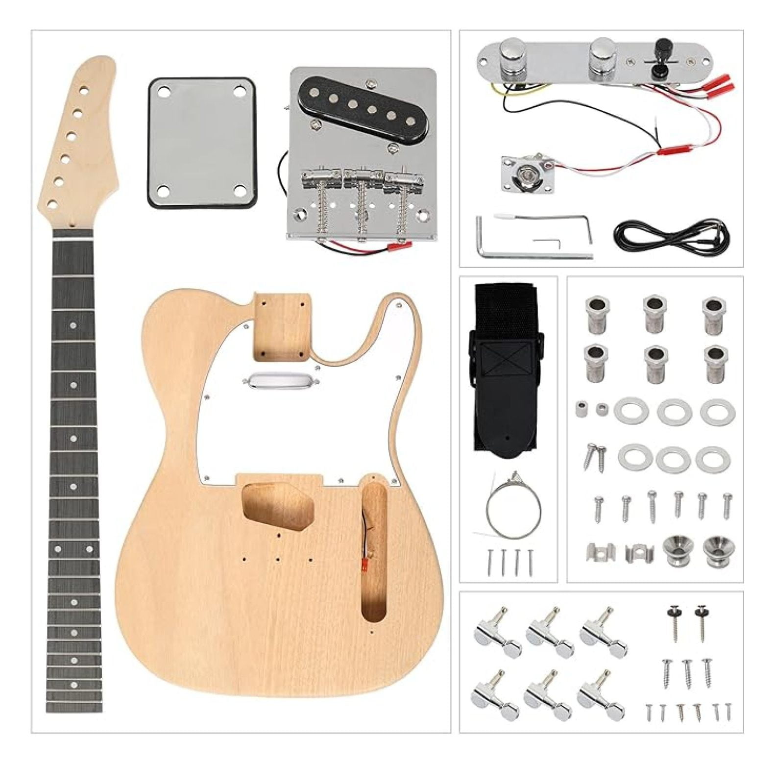 Electric Guitar,DIY Electric Guitar Kit with Mahogany Body, KST-Style 6 ...