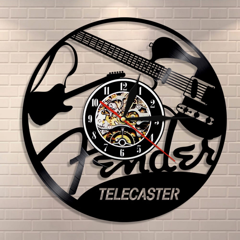 Electric Guitar Design Vinyl Record Wall Clock Musical Instruments ...