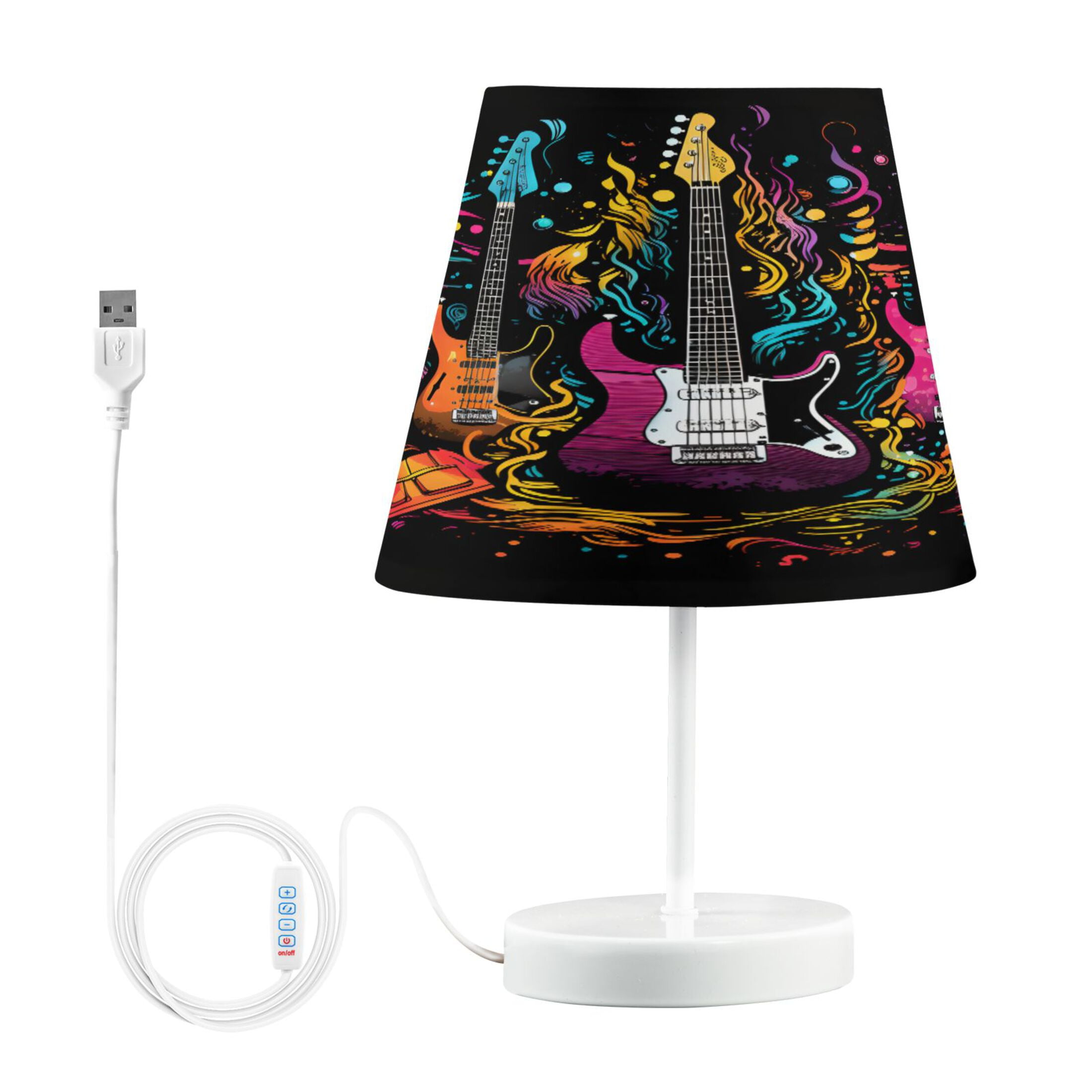 Electric Guitar Desk Lamp LED Table Nightstand Lamps with 3 Color ...