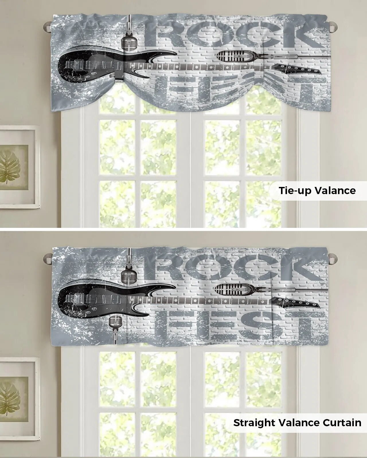 Electric Guitar Music Window Curtain Kitchen Cabinet Coffee Tie-Up ...