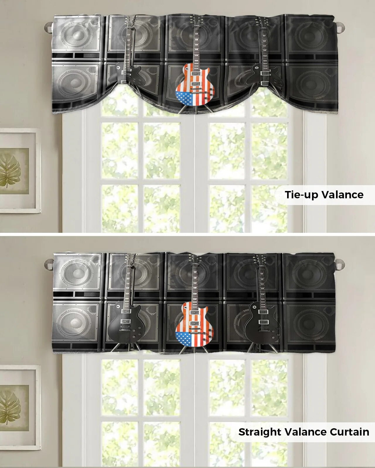 Electric Guitar Music Window Curtain Kitchen Cabinet Coffee Tie-Up ...