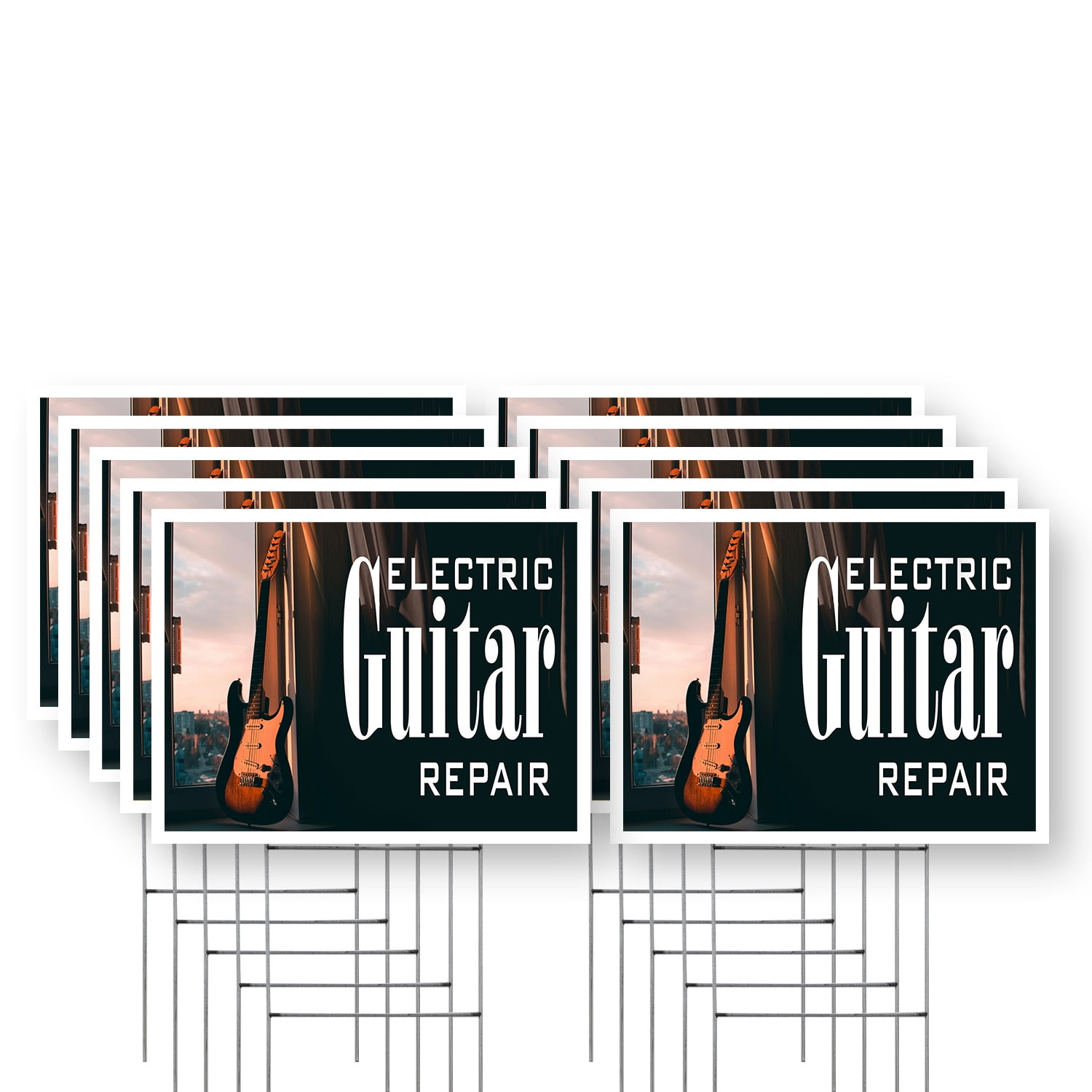 Electric Guitar Repair Yard Sign 10 Pack of 12 Inch x 16 Inch Double ...