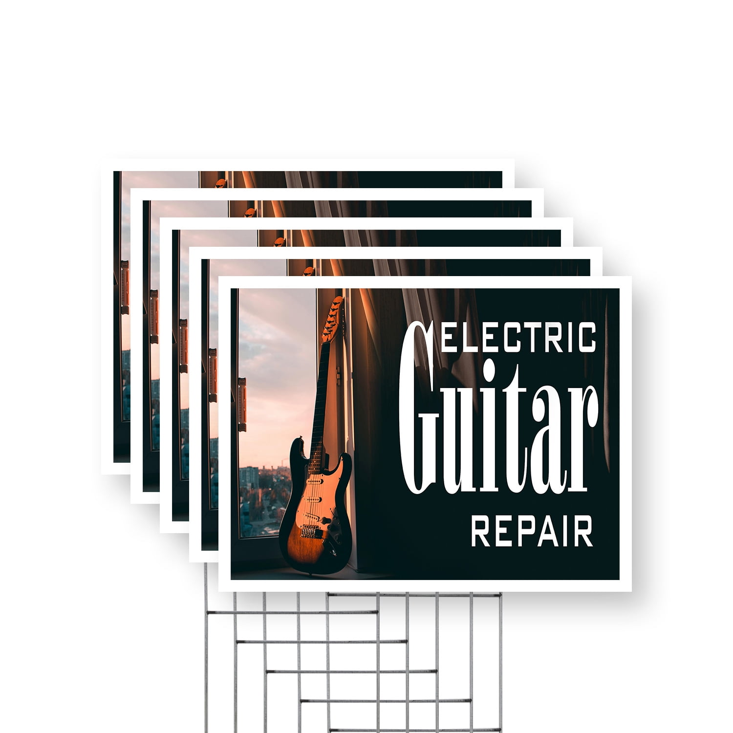Electric Guitar Repair Yard Sign 5 Pack of 18 Inch x 24 Inch Double ...
