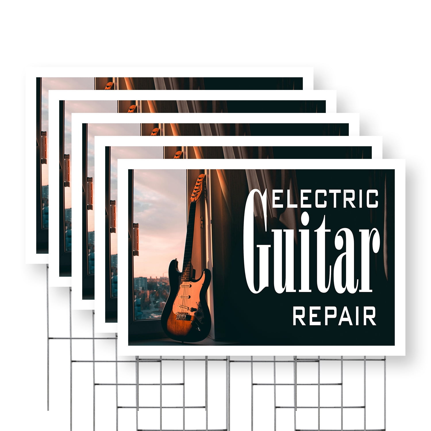 Electric Guitar Repair Yard Sign 5 Pack of 24 Inch x 36 Inch Double ...