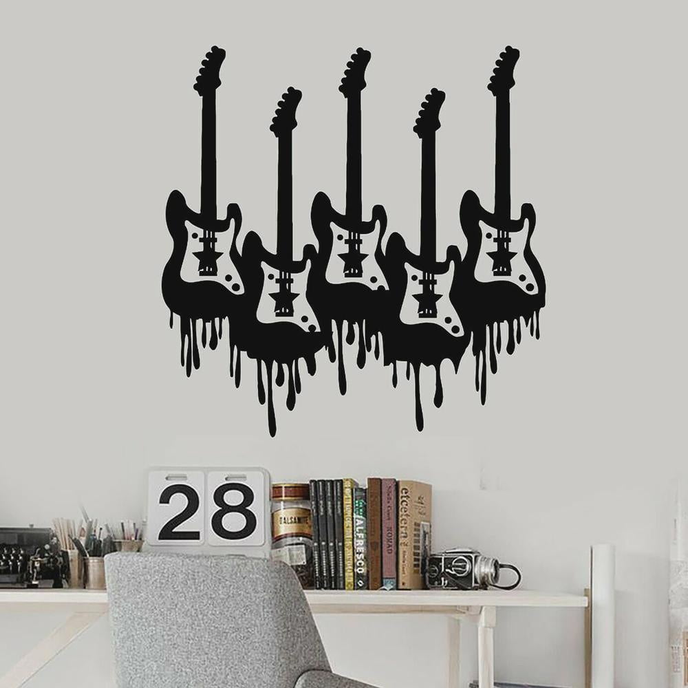 Electric Guitar Wall Decal Musical Instrument Rock Music Studio Teens ...