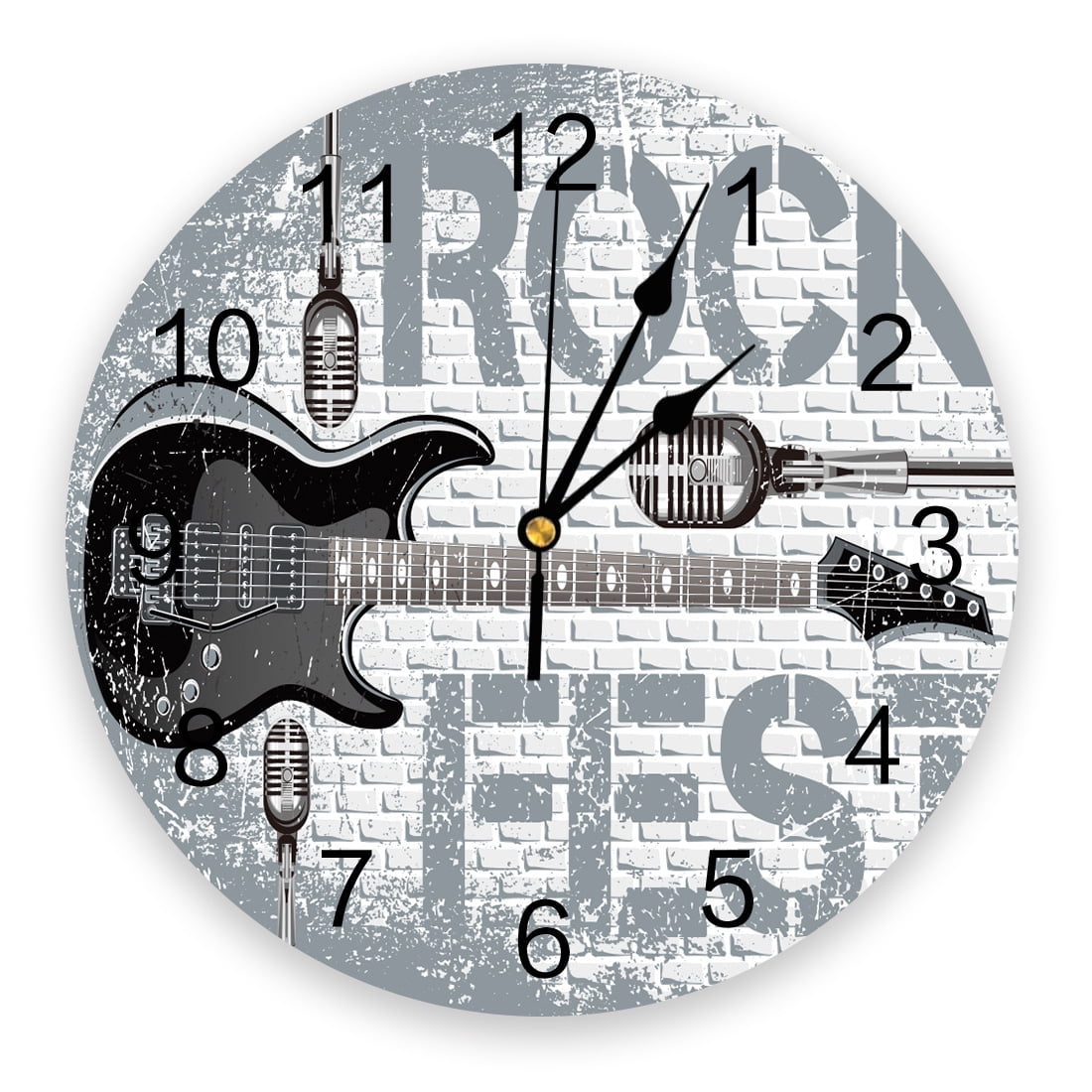 Electric Guitar Water Fire Modern Wall Clock For Home Office Wall ...