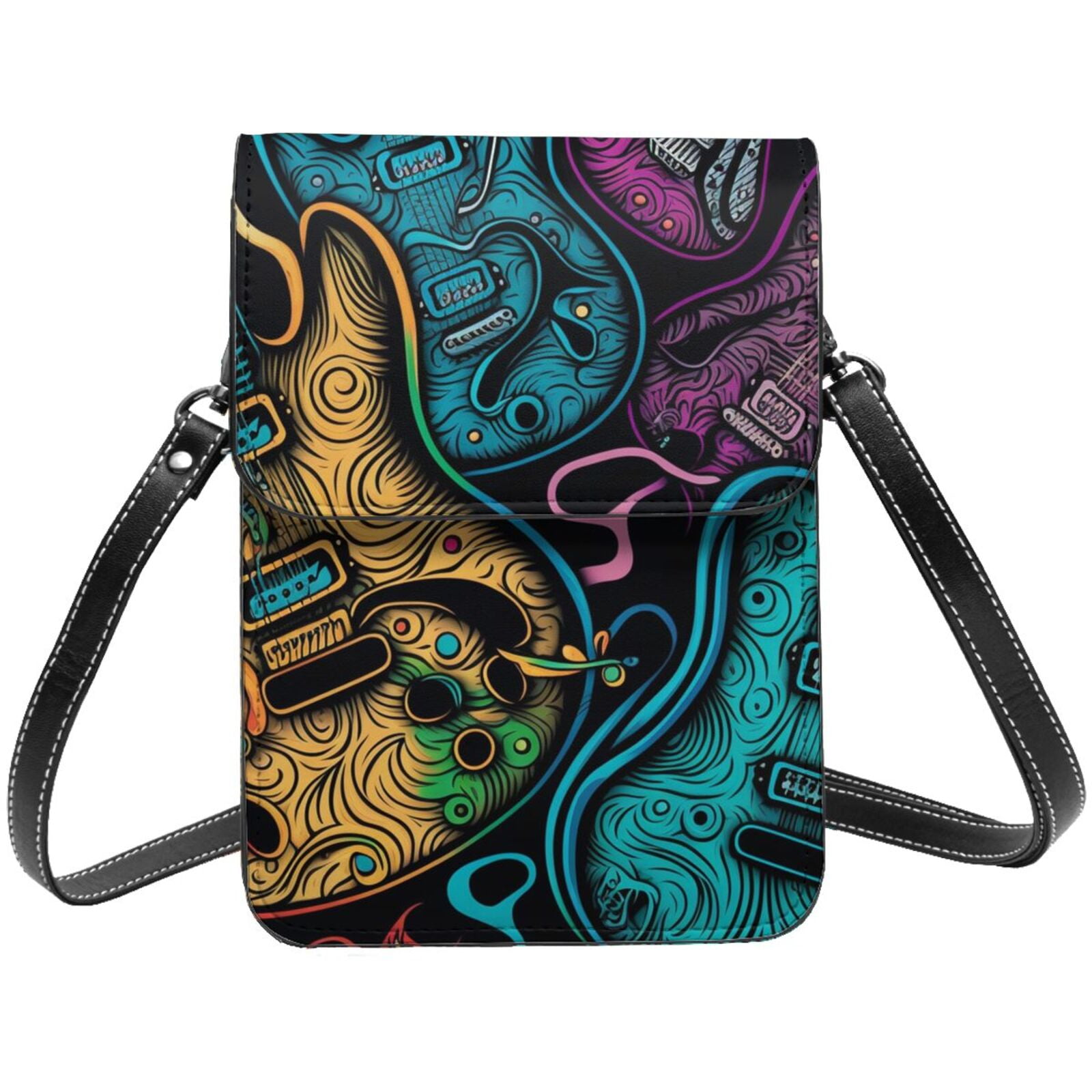 Electric Guitars Rock Music Colorful Cell Phone Purse Small Crossbody ...