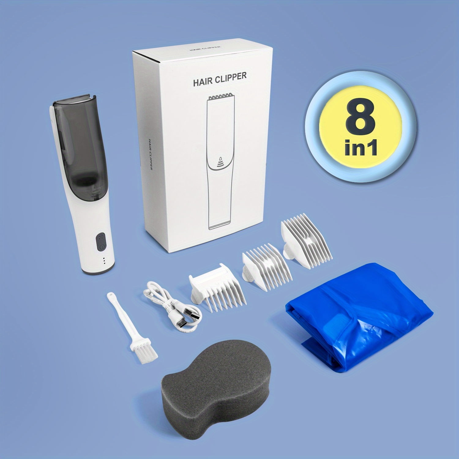 Electric Hair Clippers, Ultra Quiet Smart Vacuum Hair Cutter, Auto ...