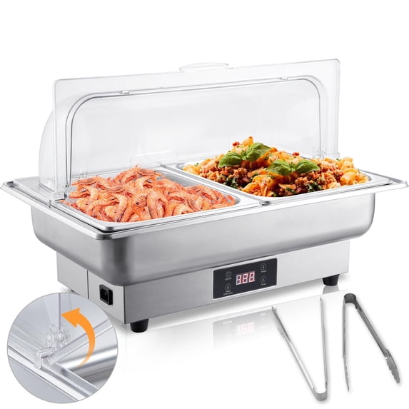 Electric Half-Size Buffet Food Warmer with Dual 4.5-Quart Pans ...
