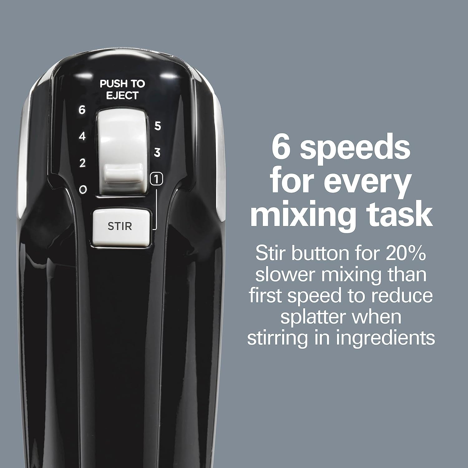 Electric Hand Mixer, 6 Speeds + Stir Button, 300 Watts of Peak Power ...
