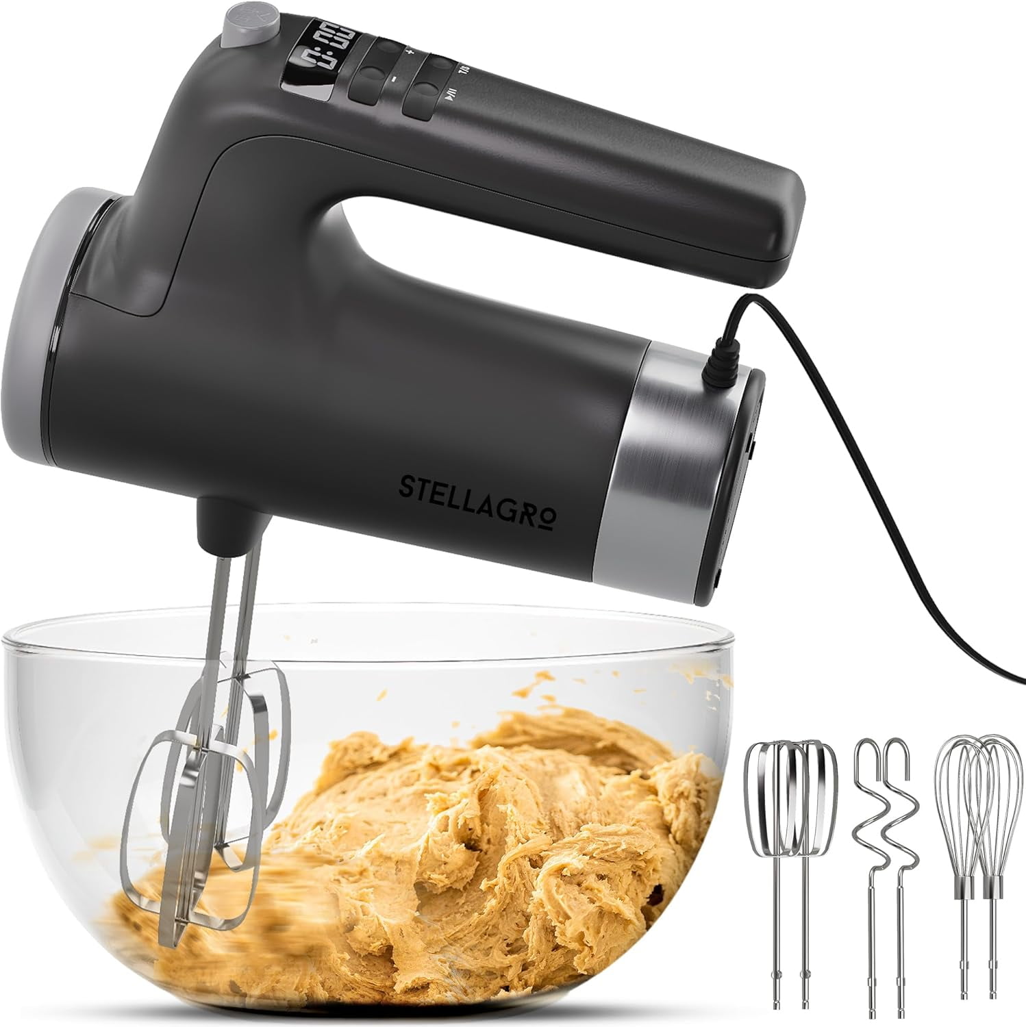 Electric Hand Mixer 9 Speed with Stainless Steel Whisk, Flat Beater ...
