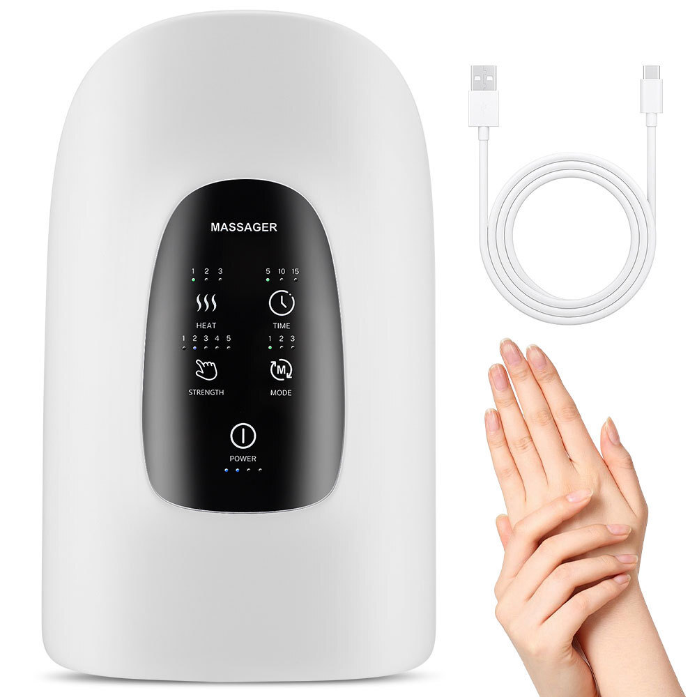 Electric Hand Palm Finger Massager Acupressure Air Pressure Heat ...