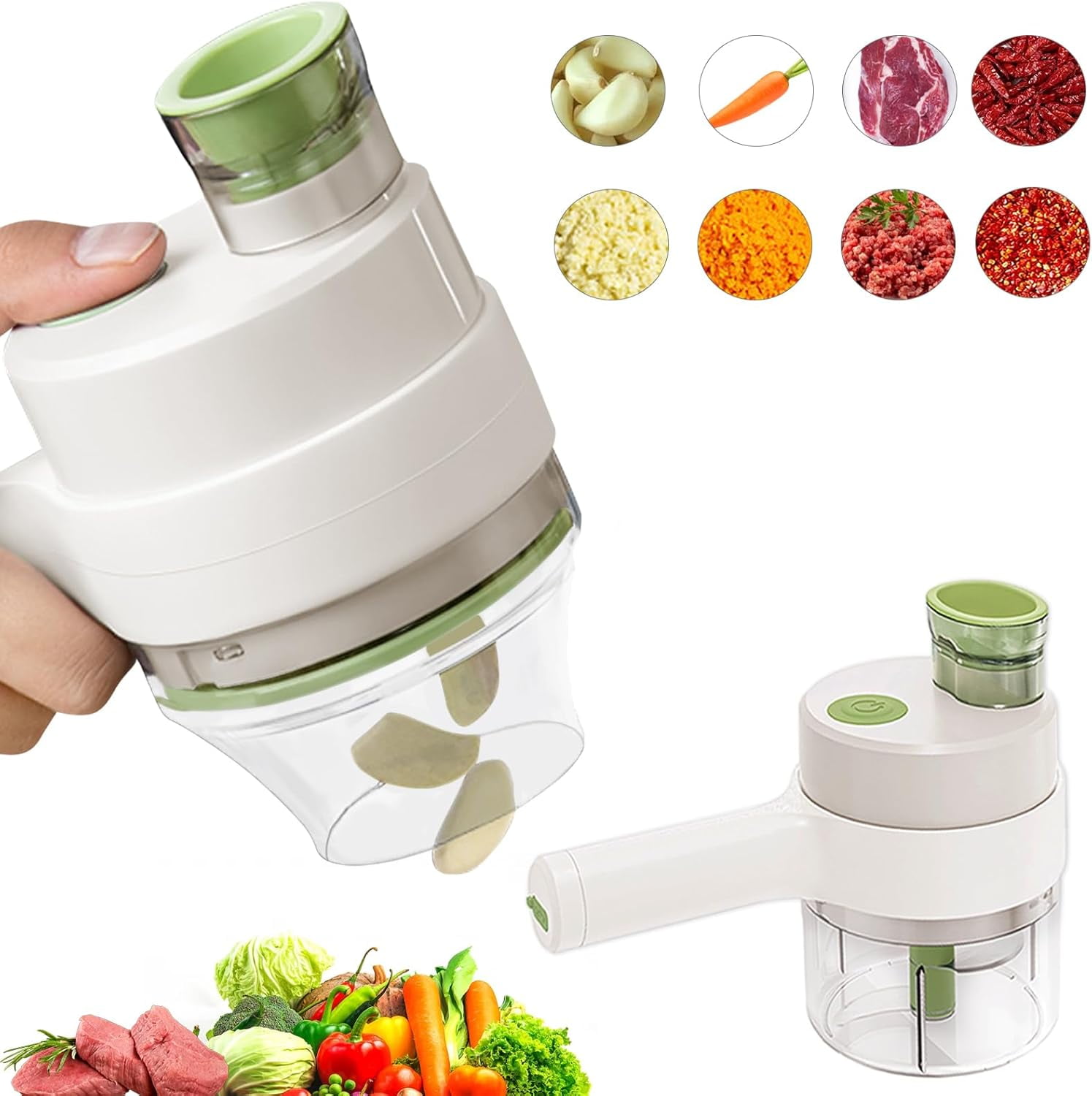 Electric Handheld Vegetable Chopper 4 in1 Food Chopper USB Wireless ...