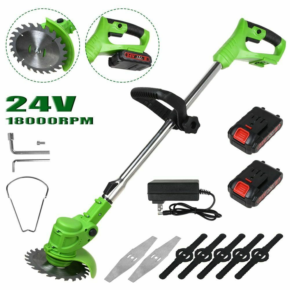 24V Cordless Electric Handheld Grass Trimmer Cutter, Wireless Yard ...