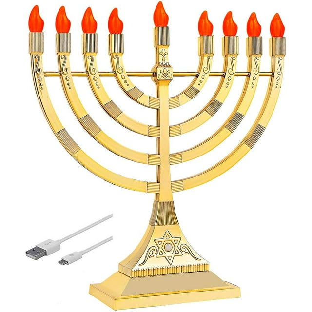 Electric Hanukkah Menorah LED Bulbs - Batteries or USB Powered - 4 ...